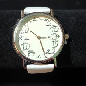 Accessories | Retro Leather Cartoon Cat Analog Alloy Quartz Wrist Watch ...